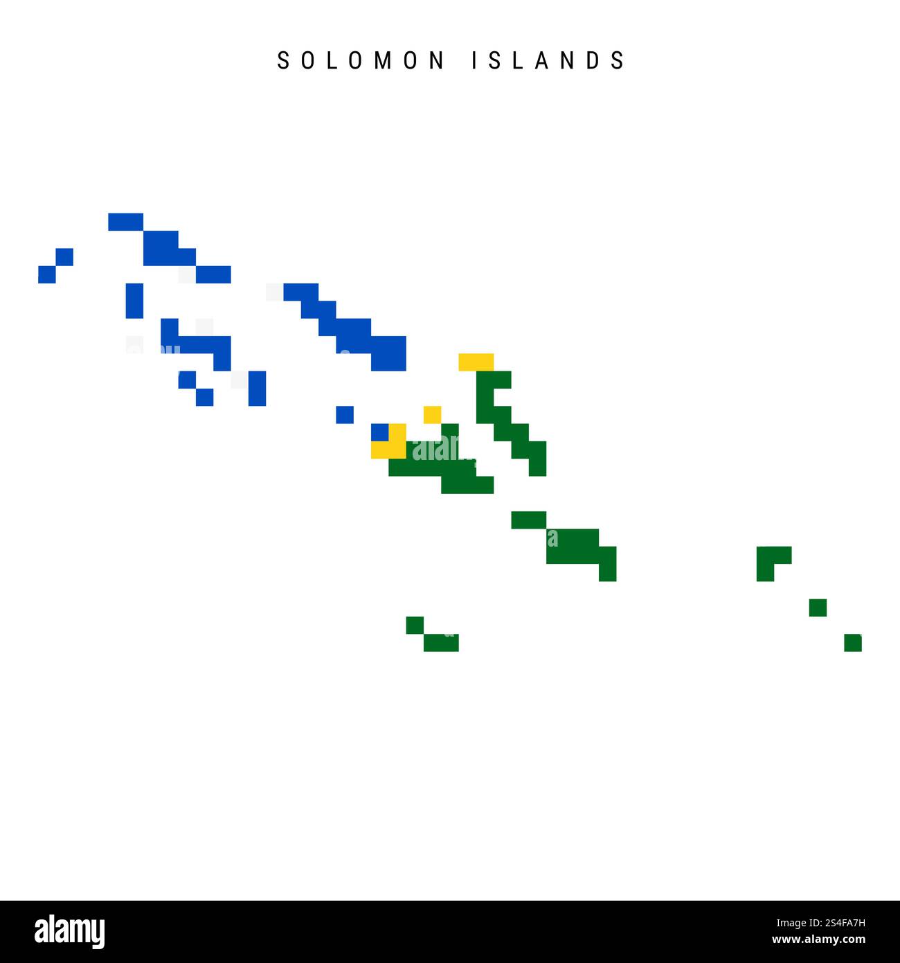 Solomon Islands pixel flag map icon. 8 bit pixel art Melanesia map ...