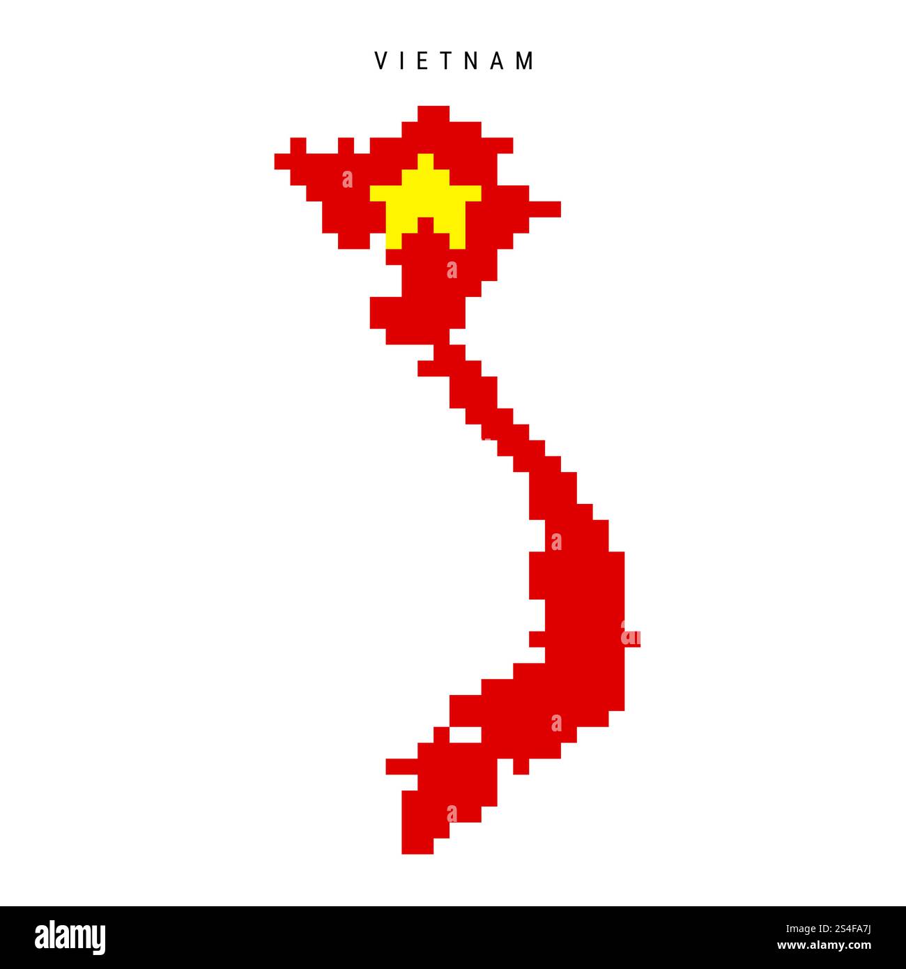Vietnam pixel flag map icon. 8 bit pixel art Vietnamese map covered ...