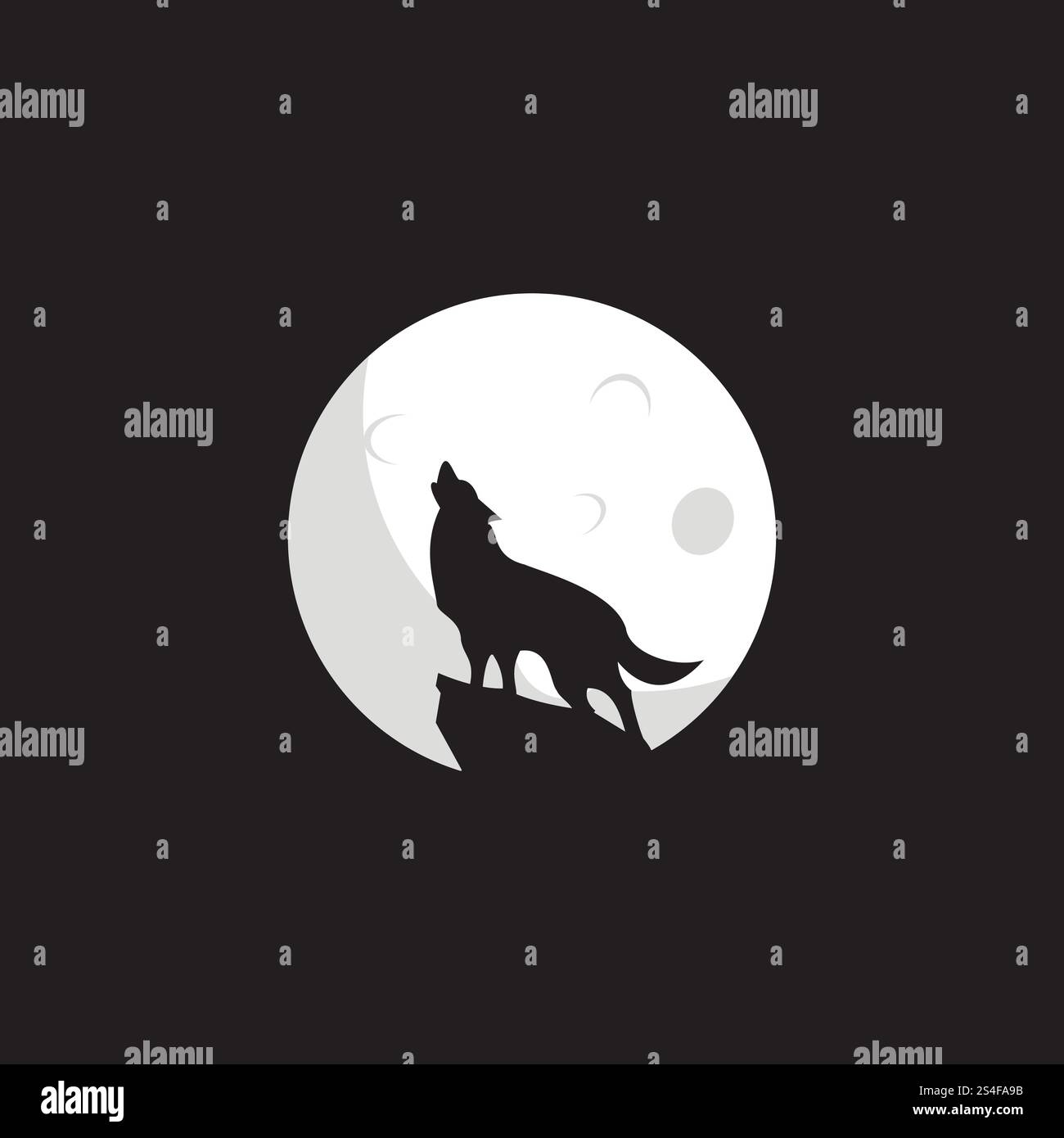 Wolf moon logo design. Wolf icon flat vector illustration for logo ...