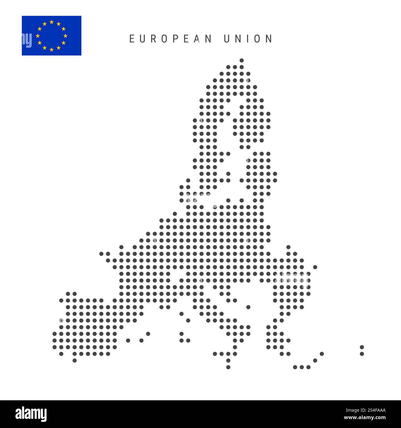 Dotted pixel map of European Union. Simple silhouette of EU. Flag of EU ...