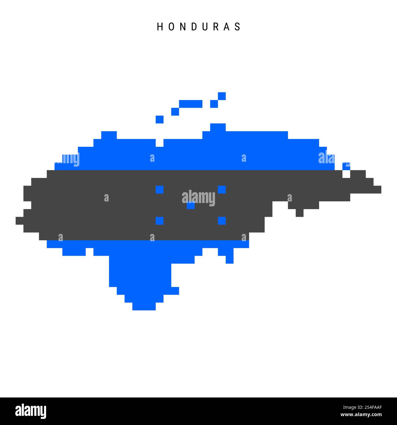 Honduras pixel flag map icon. 8 bit pixel art Honduran map covered with flag. Flat illustration ...