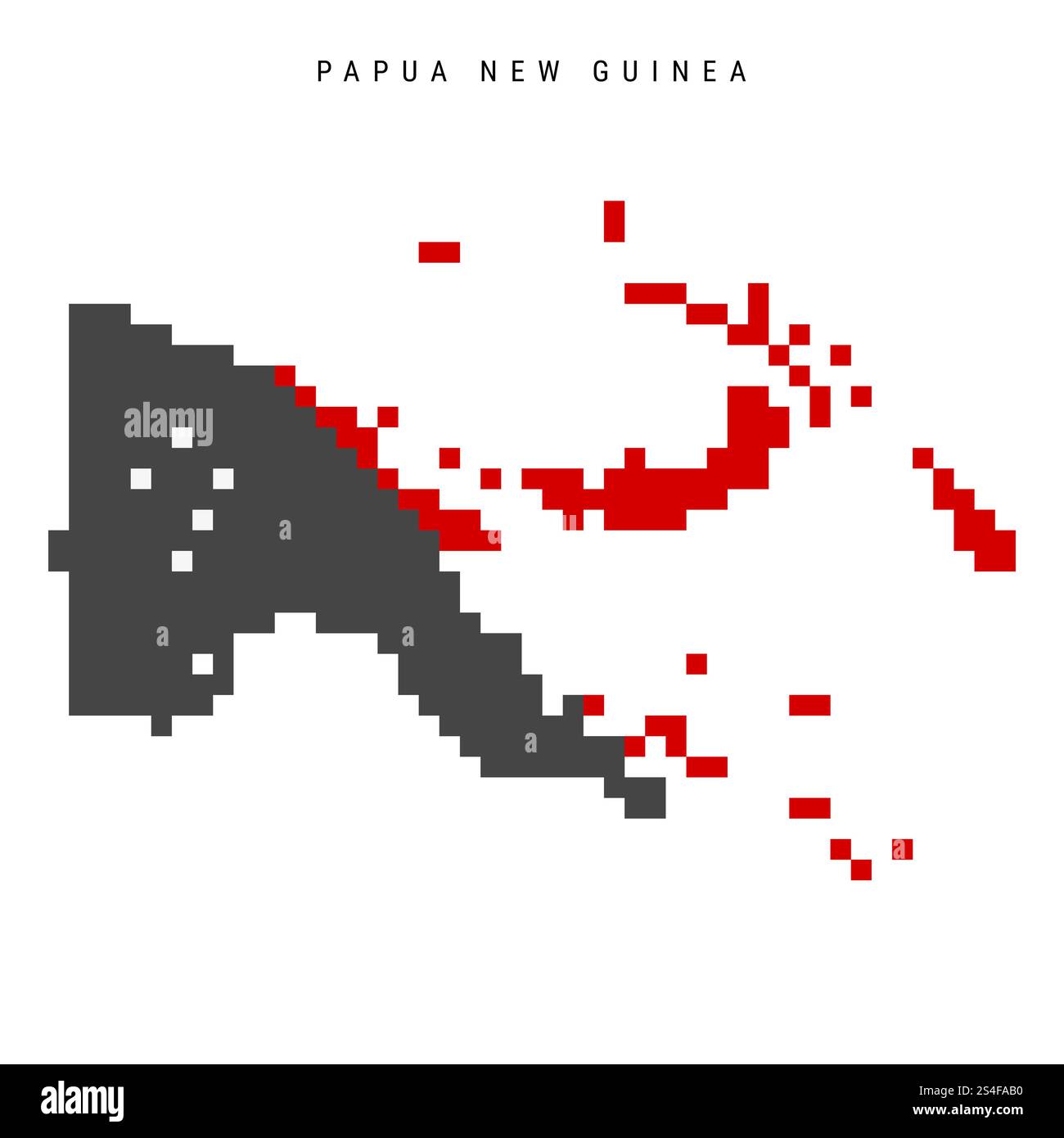 Papua New Guinea pixel flag map icon. 8 bit pixel art Papuan map ...