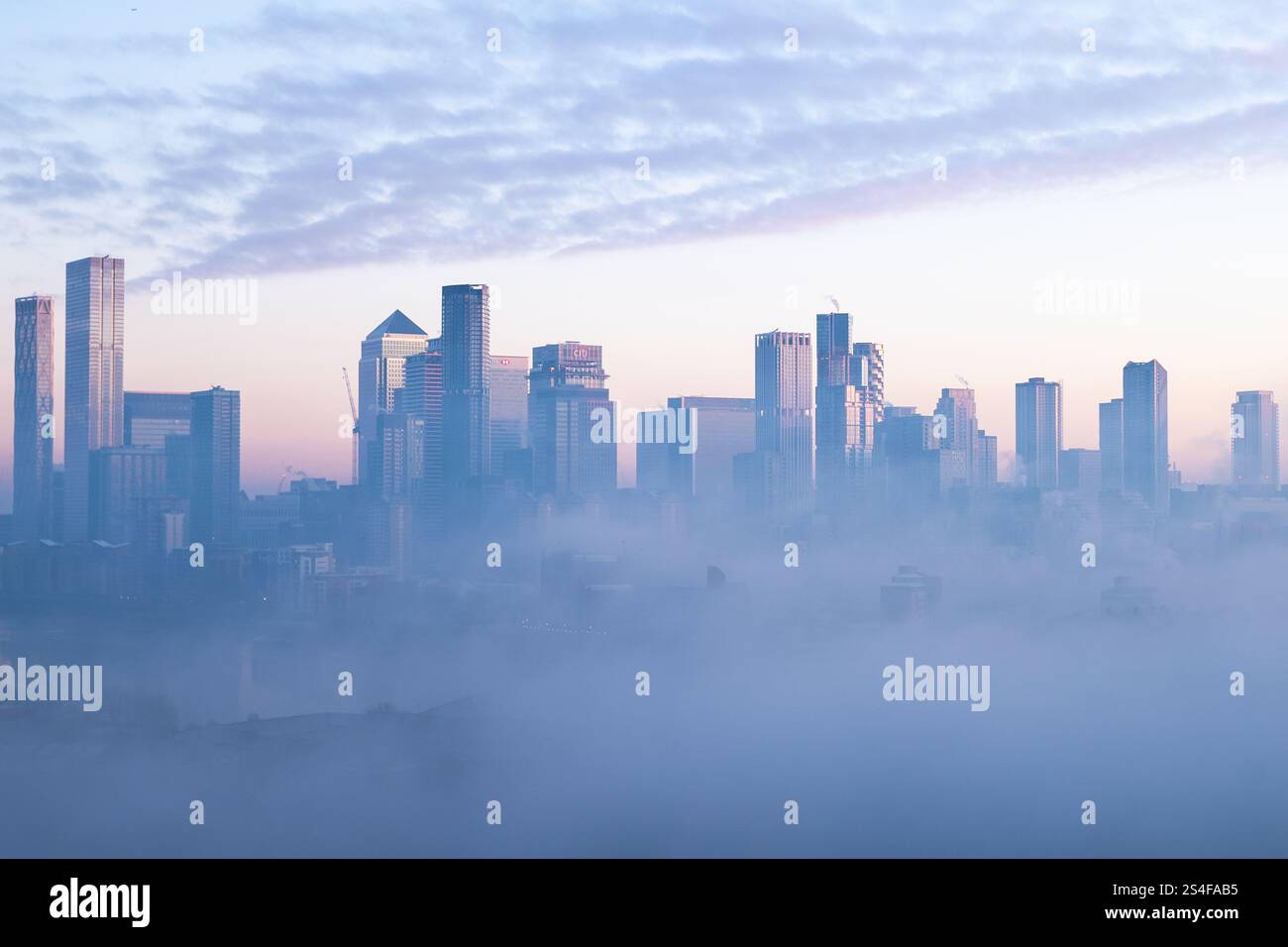 London, UK. 12th January, 2025. UK Weather: Heavy morning blanket fog ...