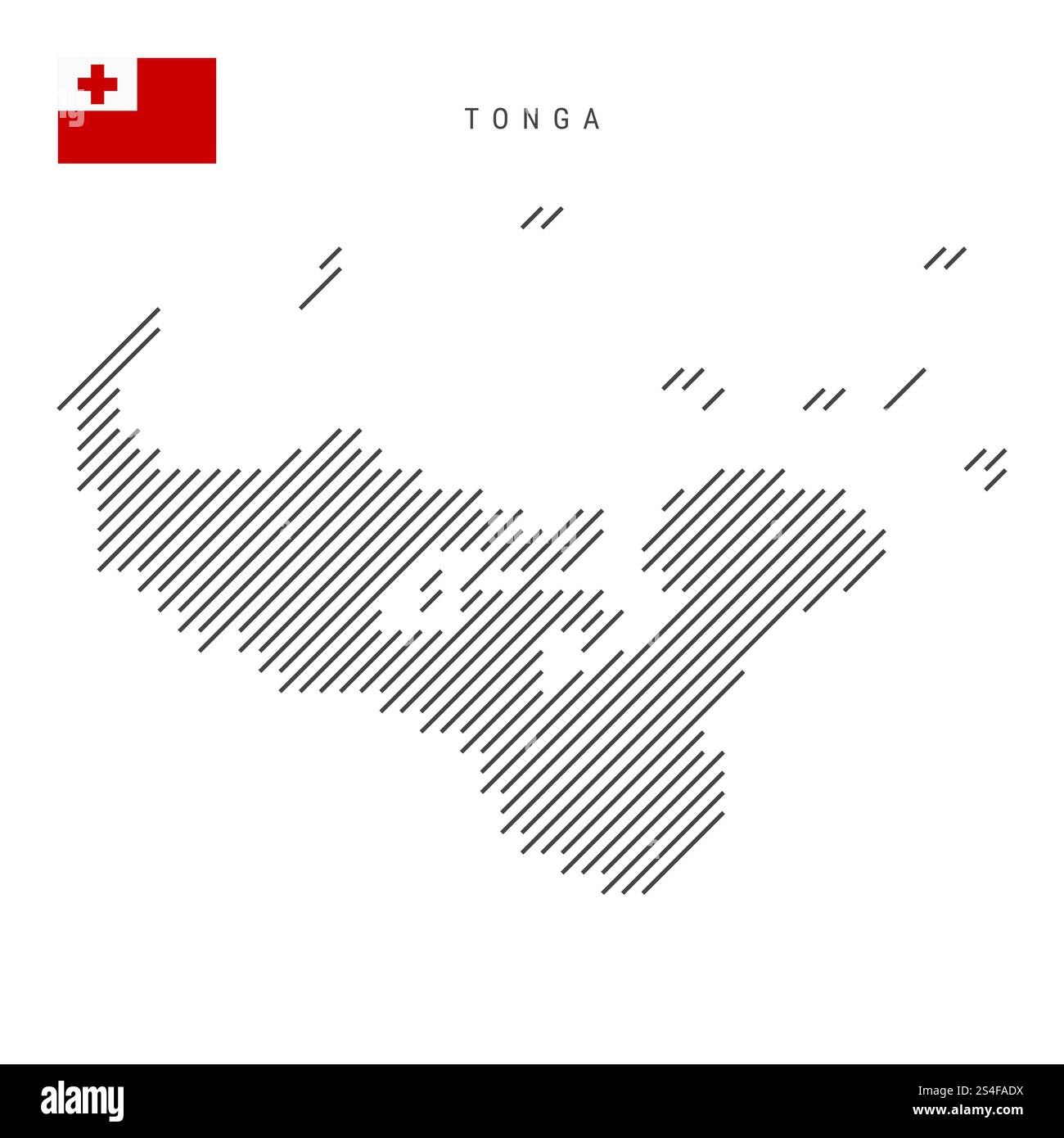 Tonga map from pattern of black slanted parallel lines. Tongan map with ...