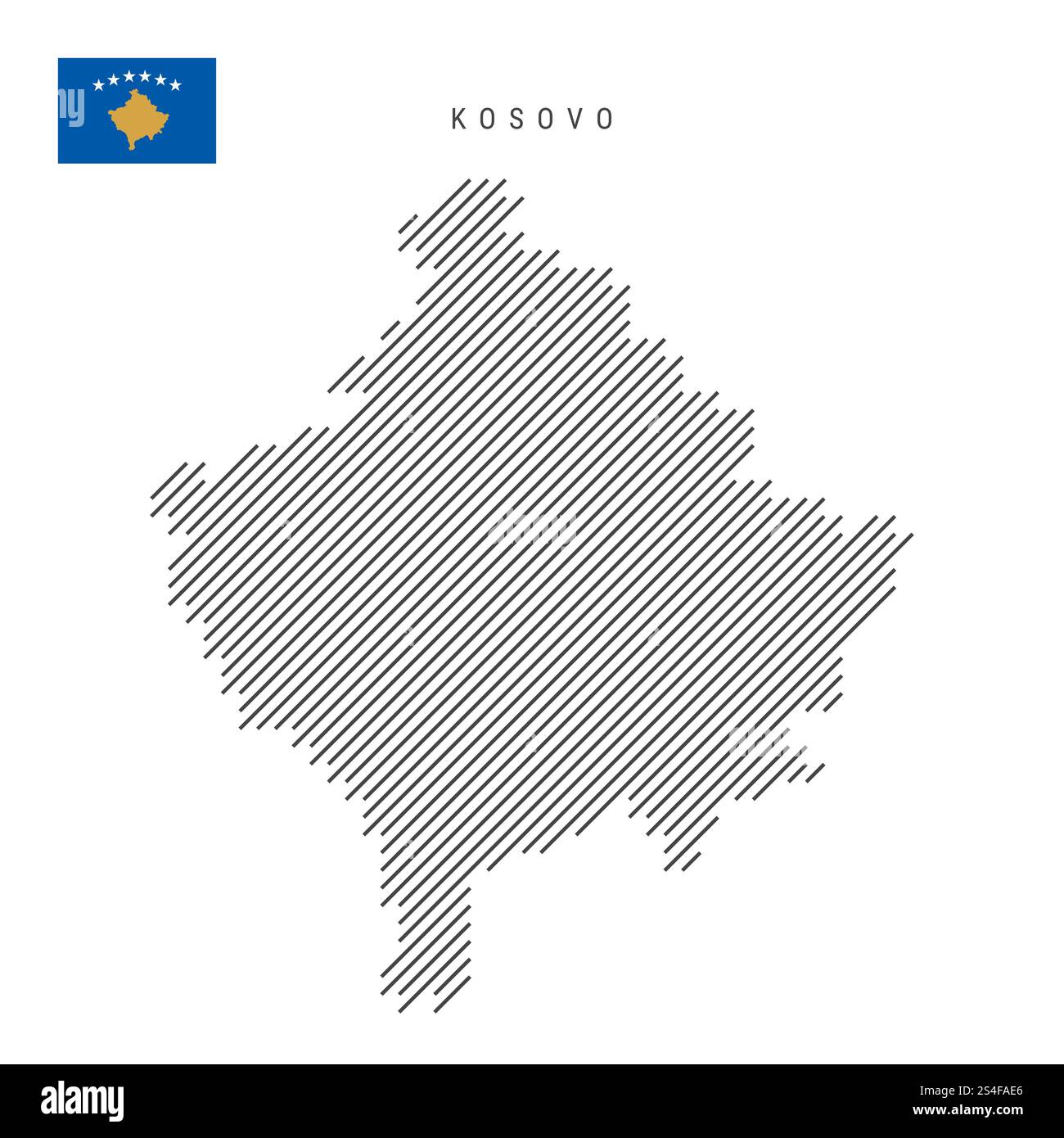 Kosovo map from pattern of black slanted parallel lines. Kosovan map ...