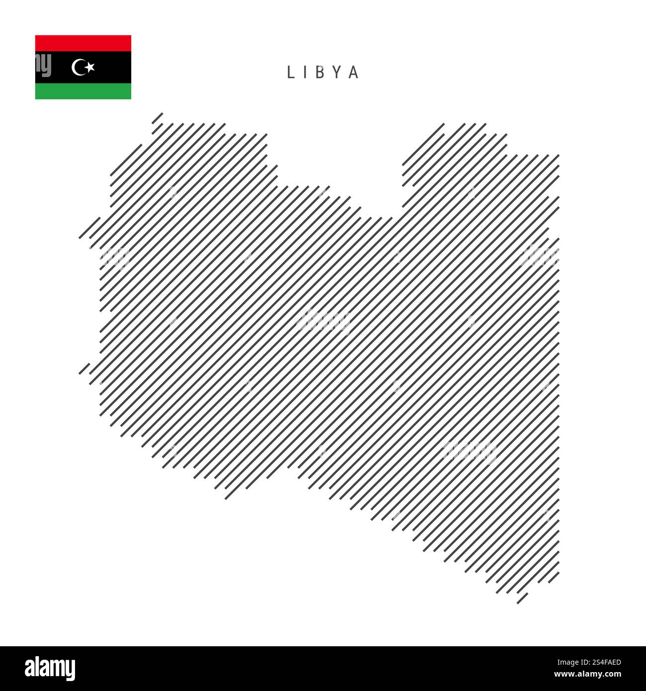 Libya map from pattern of black slanted parallel lines. Libyan map with gray diagonal lines ...