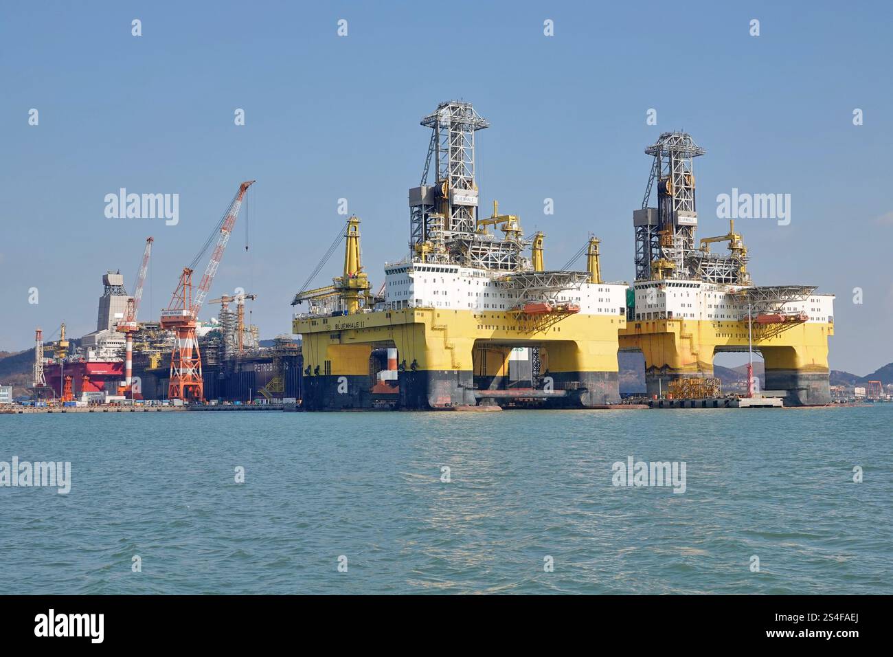 YANTAI, CHINA - JANUARY 12, 2025 - The "Blue Whale 1" and "Blue Whale 2 ...