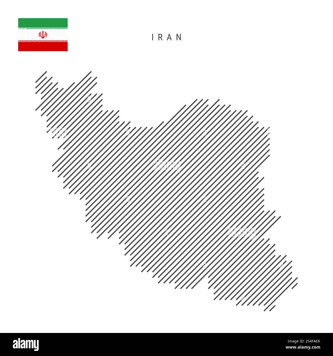Iran map from pattern of black slanted parallel lines. Iranian map with ...