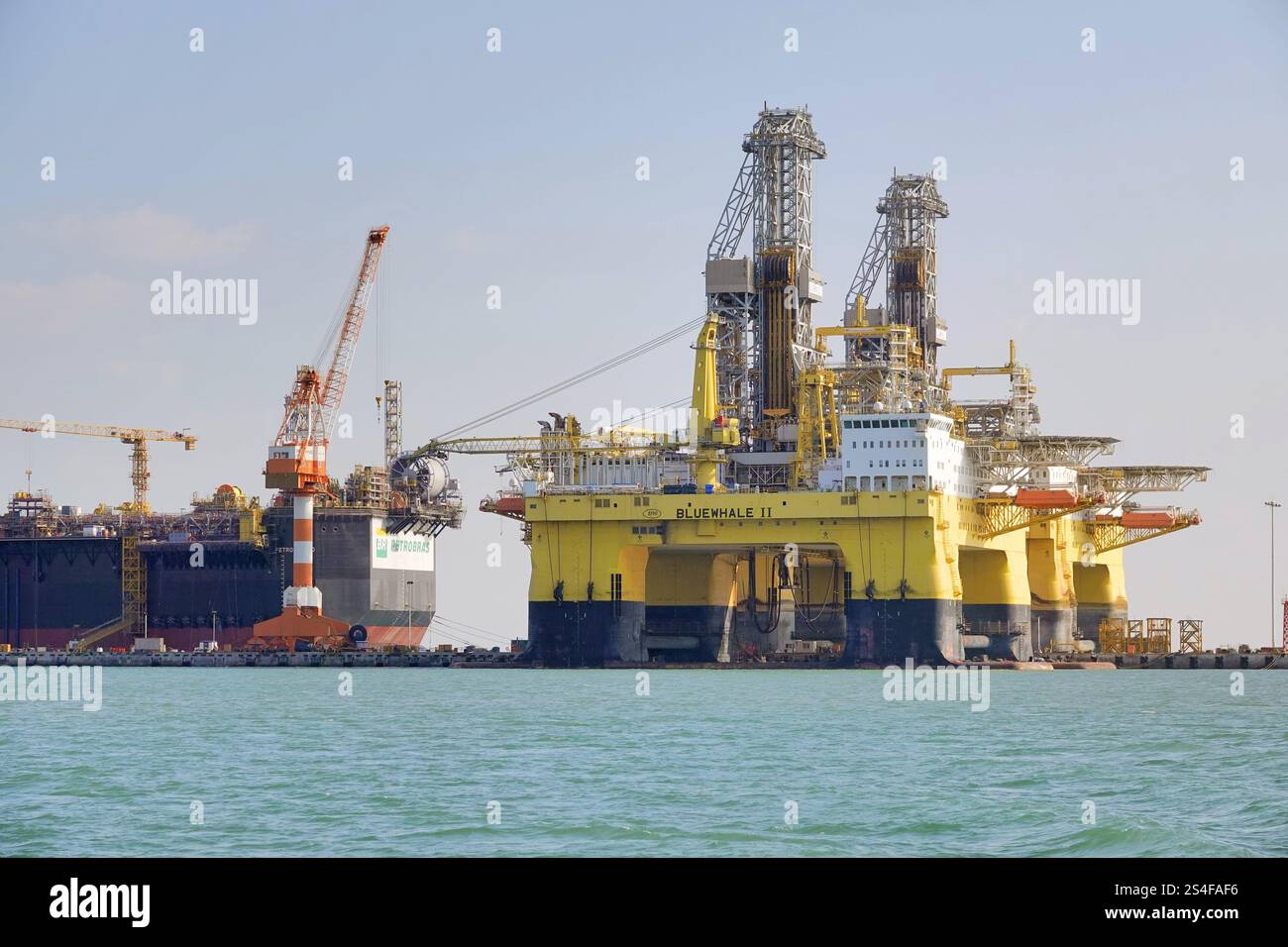 YANTAI, CHINA - JANUARY 12, 2025 - The "Blue Whale 1" and "Blue Whale 2 ...