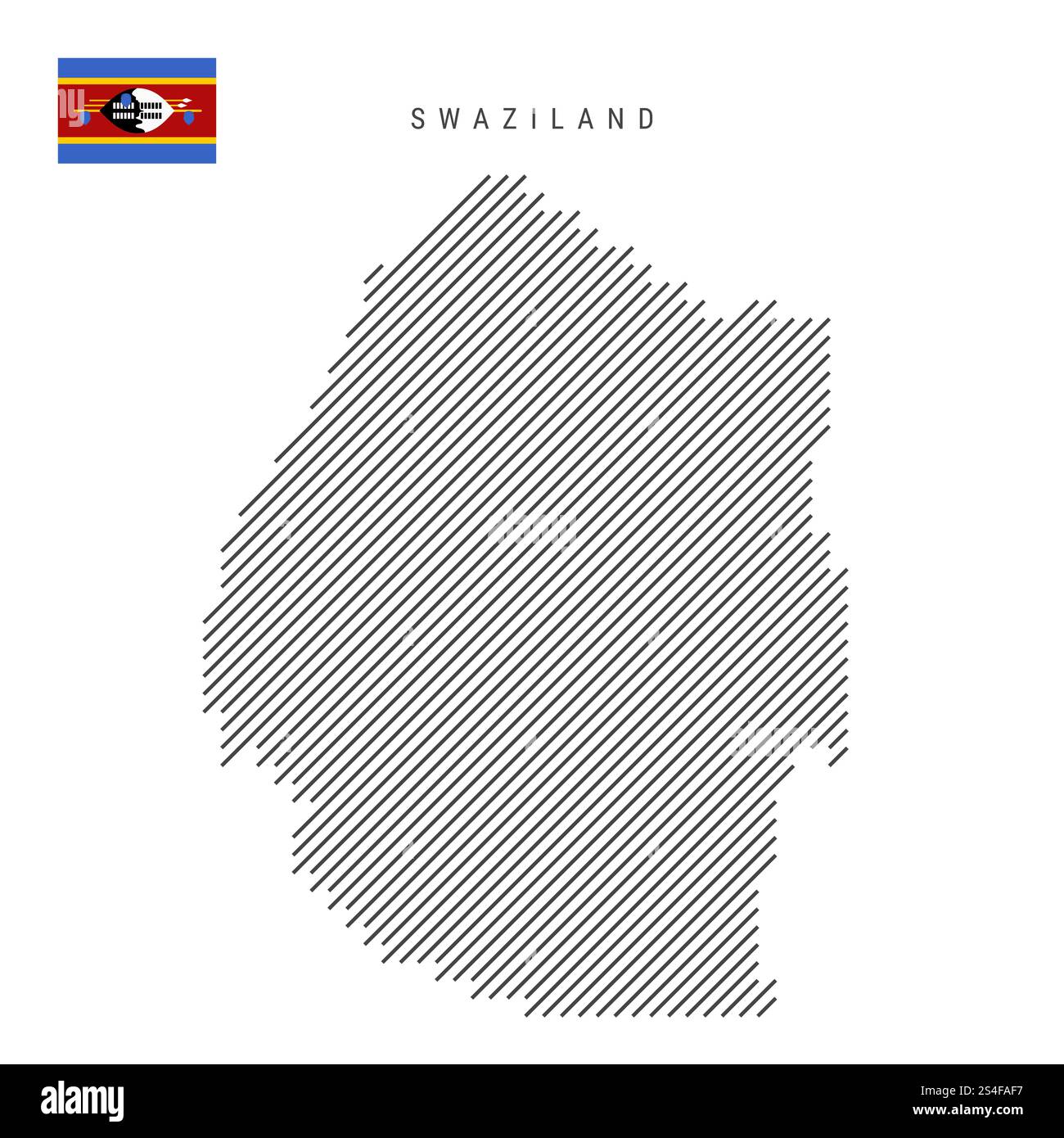 Swaziland map from pattern of black slanted parallel lines. Eswatini ...