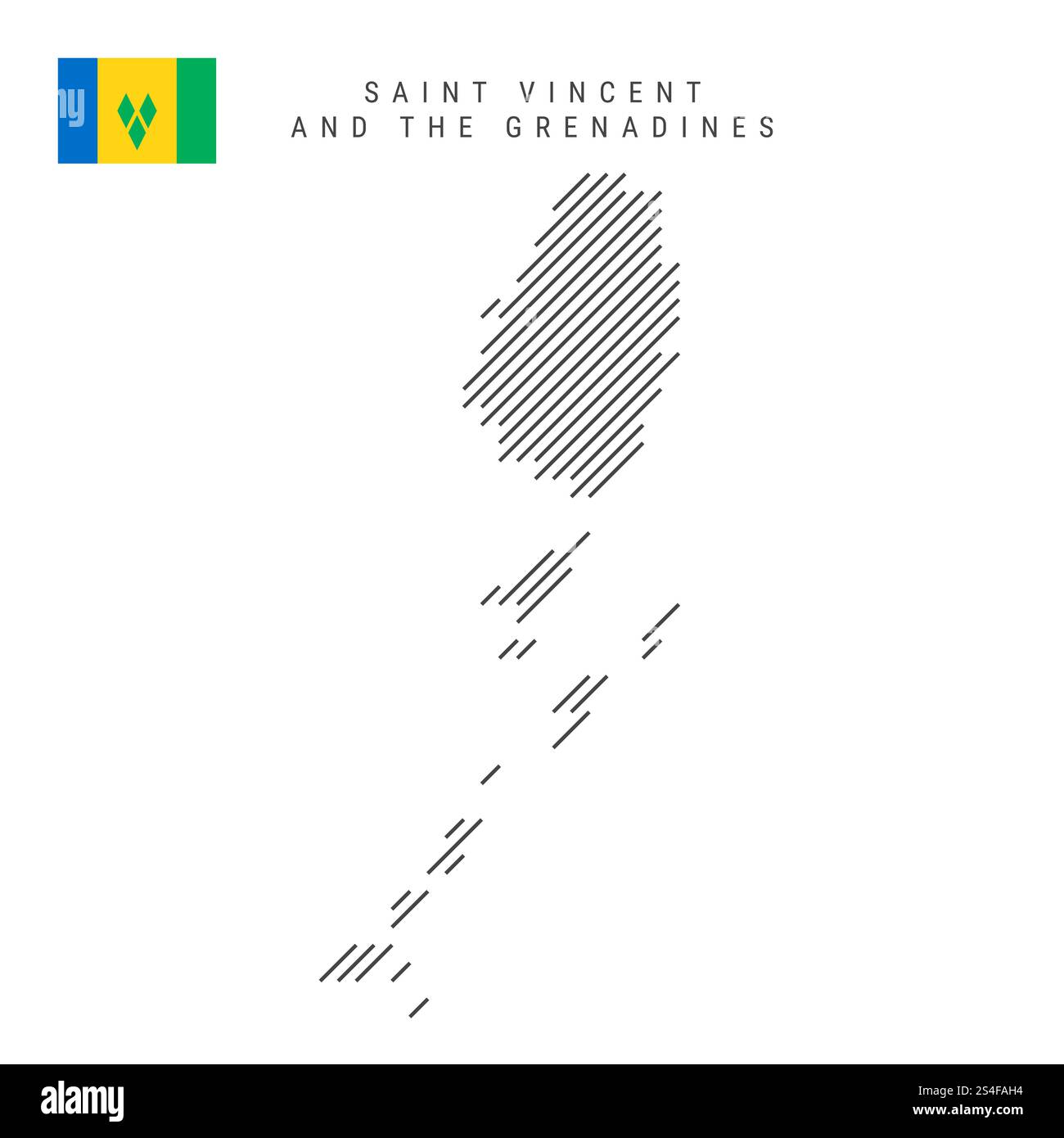 Saint Vincent and the Grenadines map from pattern of black slanted ...