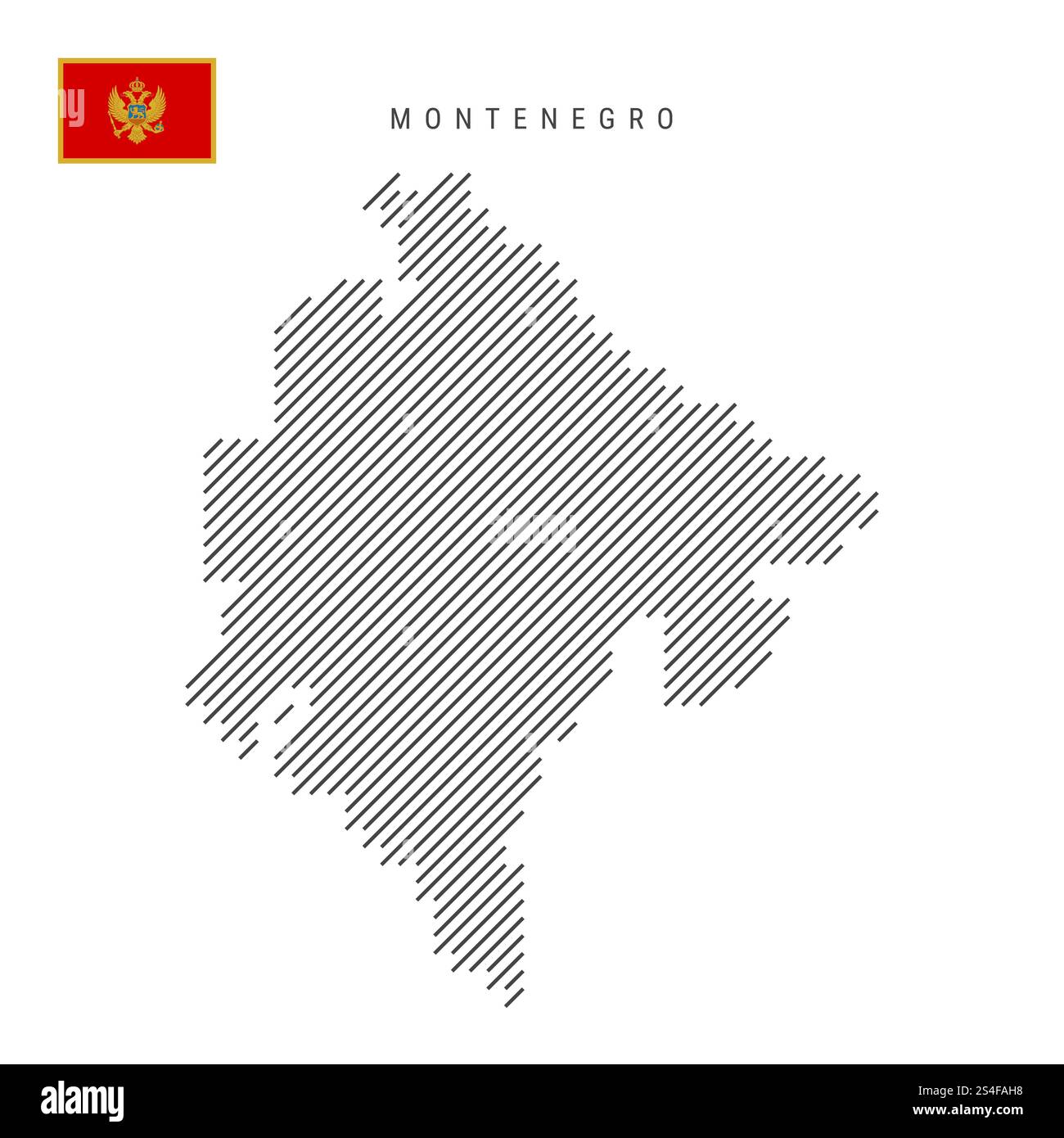 Montenegro map from pattern of black slanted parallel lines ...