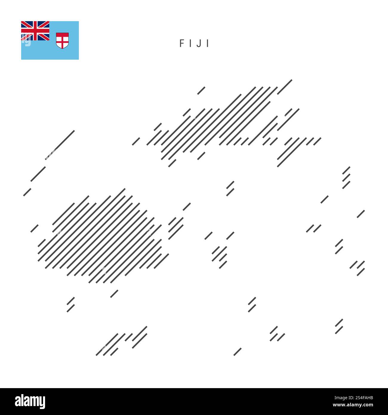 Fiji map from pattern of black slanted parallel lines. Fijian map with ...