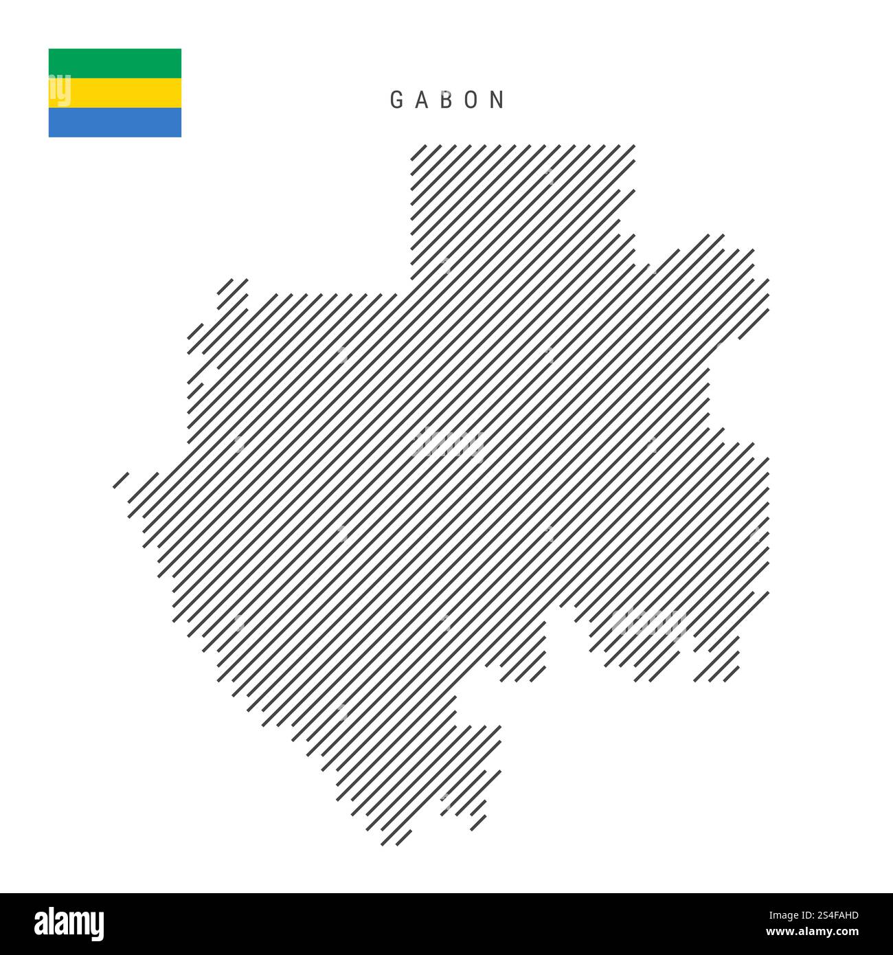 Gabon map from pattern of black slanted parallel lines. Gabonese map ...