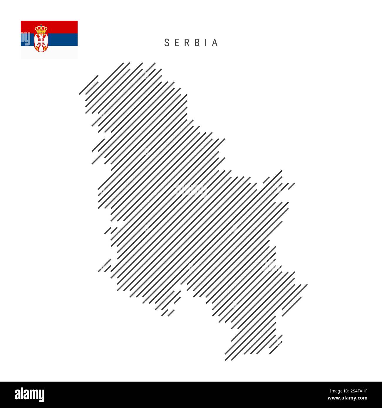 Serbia map from pattern of black slanted parallel lines. Serbian map ...