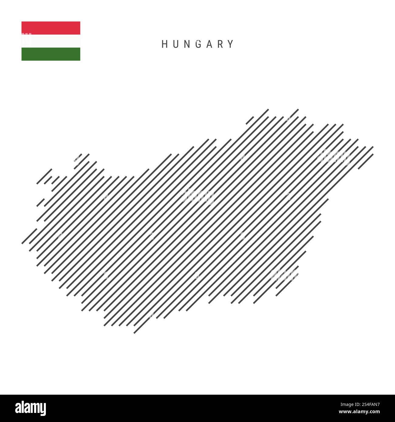 Hungary map from pattern of black slanted parallel lines. Hungarian map ...