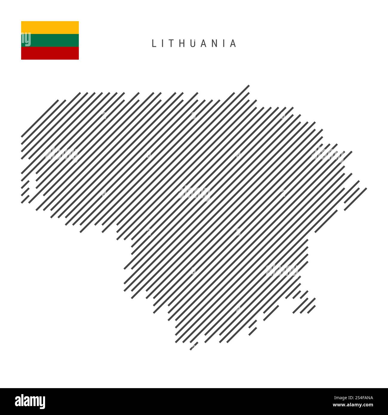 Lithuania map from pattern of black slanted parallel lines. Lithuanian ...