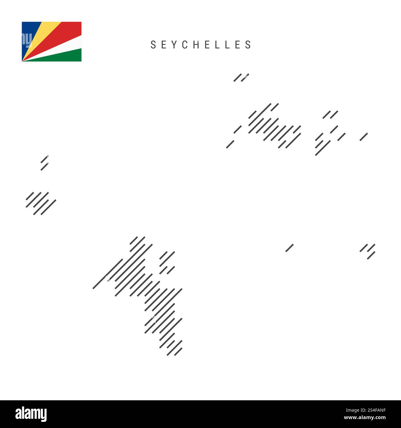 Seychelles map from pattern of black slanted parallel lines. Map with ...
