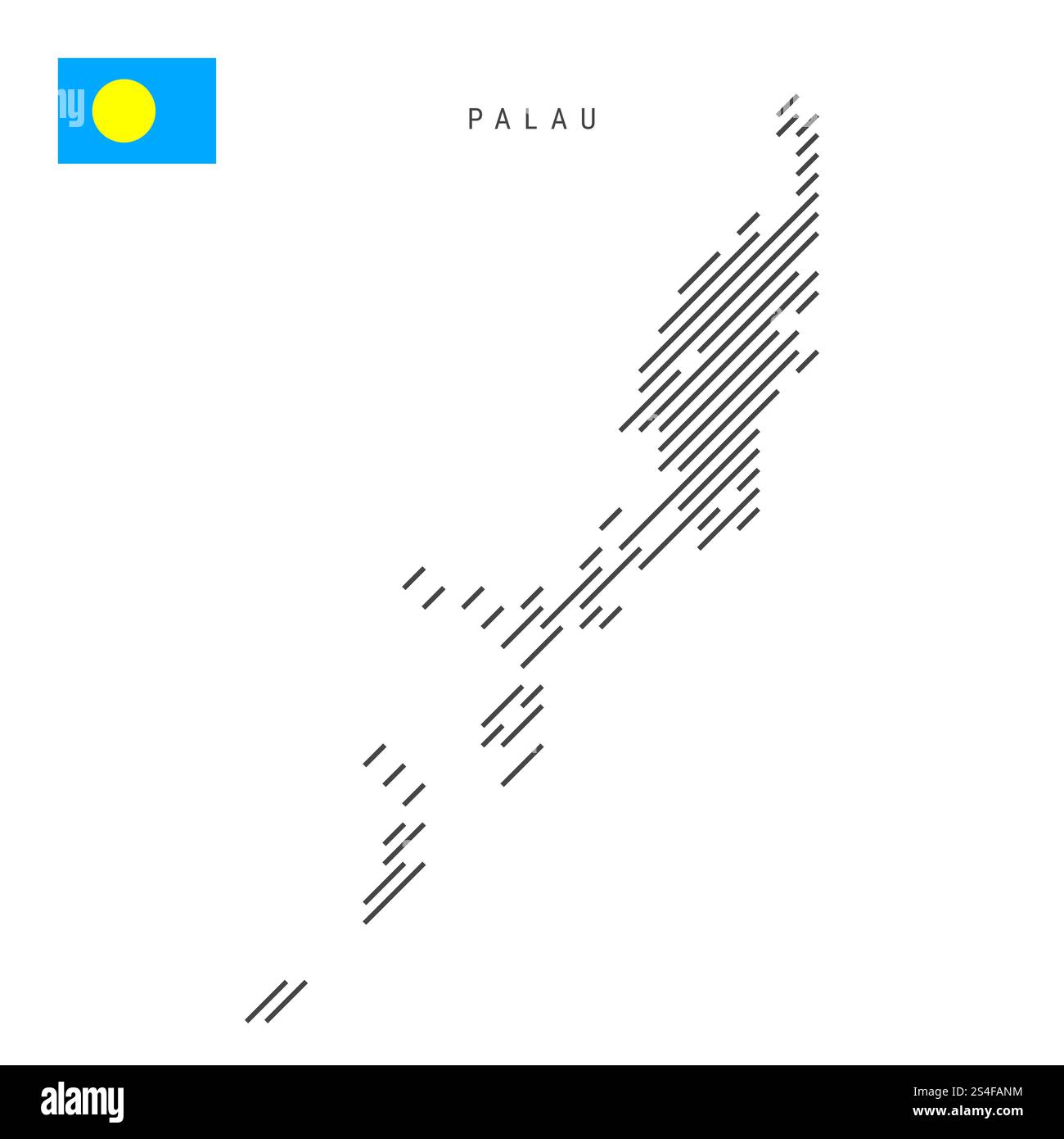 Palau map from pattern of black slanted parallel lines. Palauan map ...