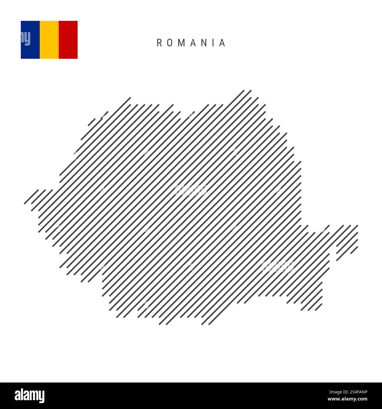 Romania map from pattern of black slanted parallel lines. Romanian map ...