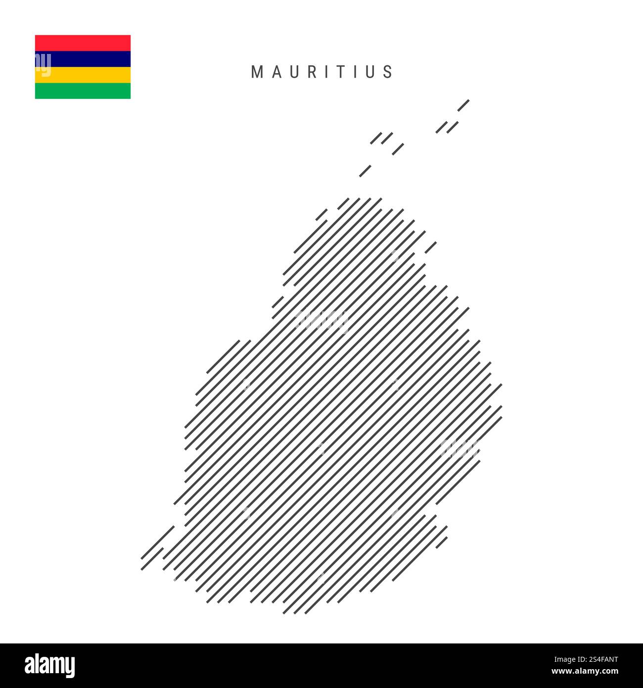 Mauritius map from pattern of black slanted parallel lines. Mauritian ...