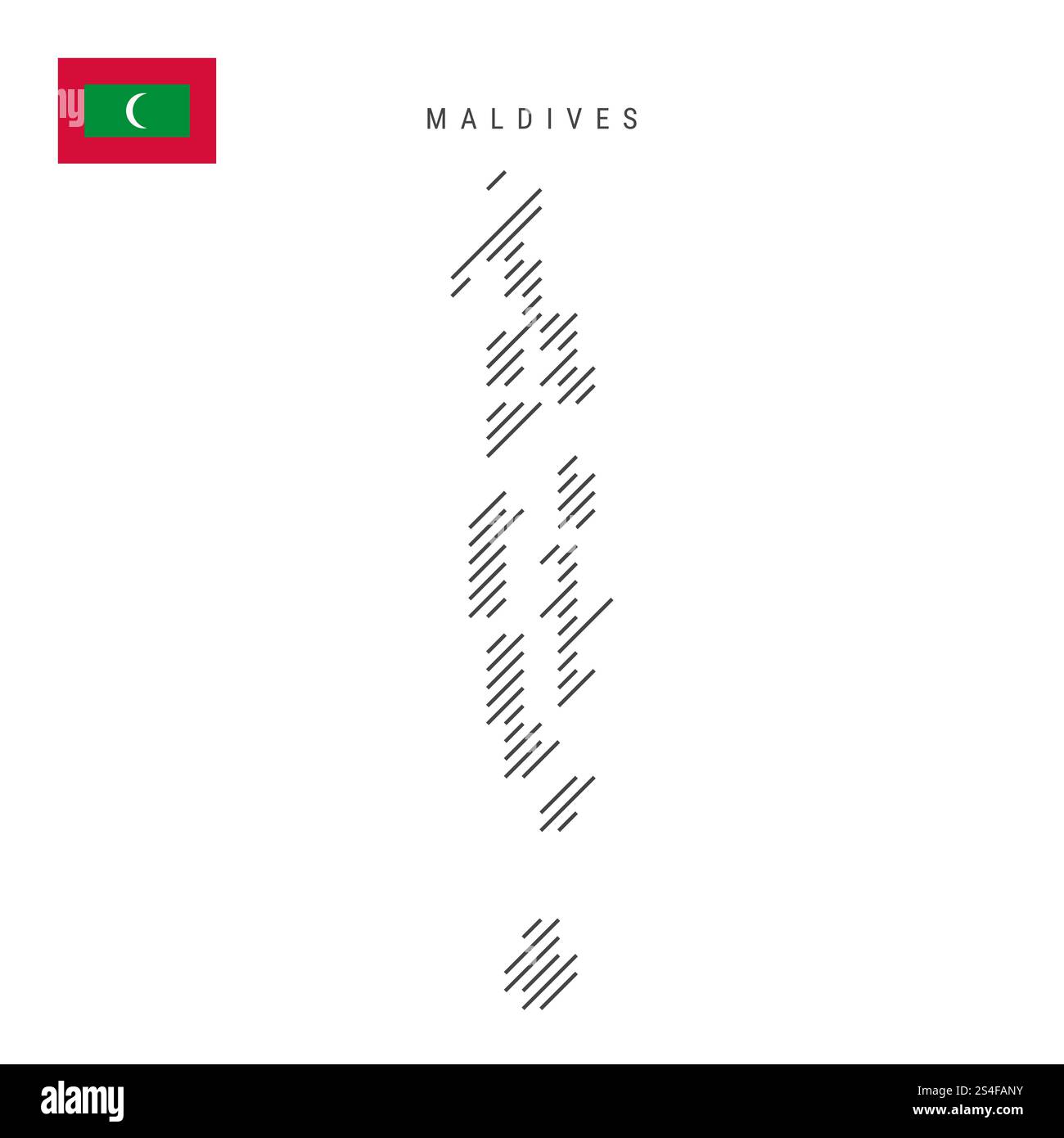 Maldives map from pattern of black slanted parallel lines. Maldivian ...