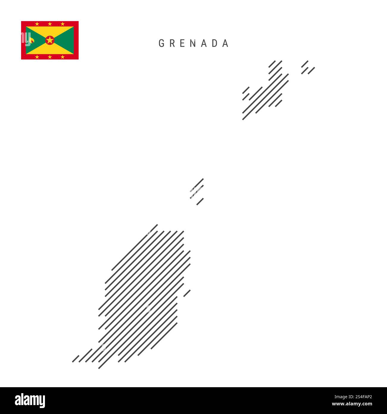 Grenada map from pattern of black slanted parallel lines. Grenadian map ...