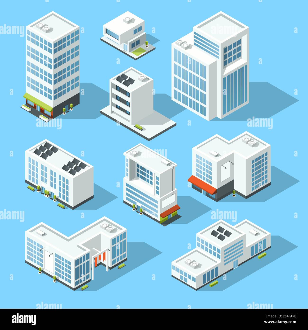 Isometric industrial buildings, offices and manufactured houses. 3d map ...