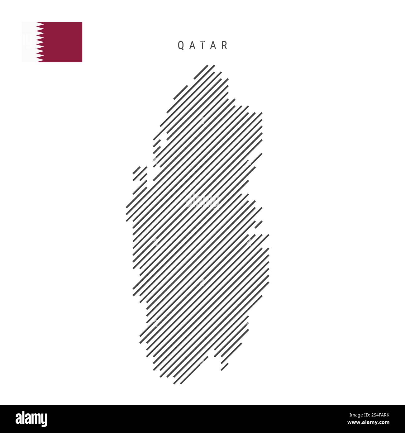 Qatar map from pattern of black slanted parallel lines. Qatari map with ...
