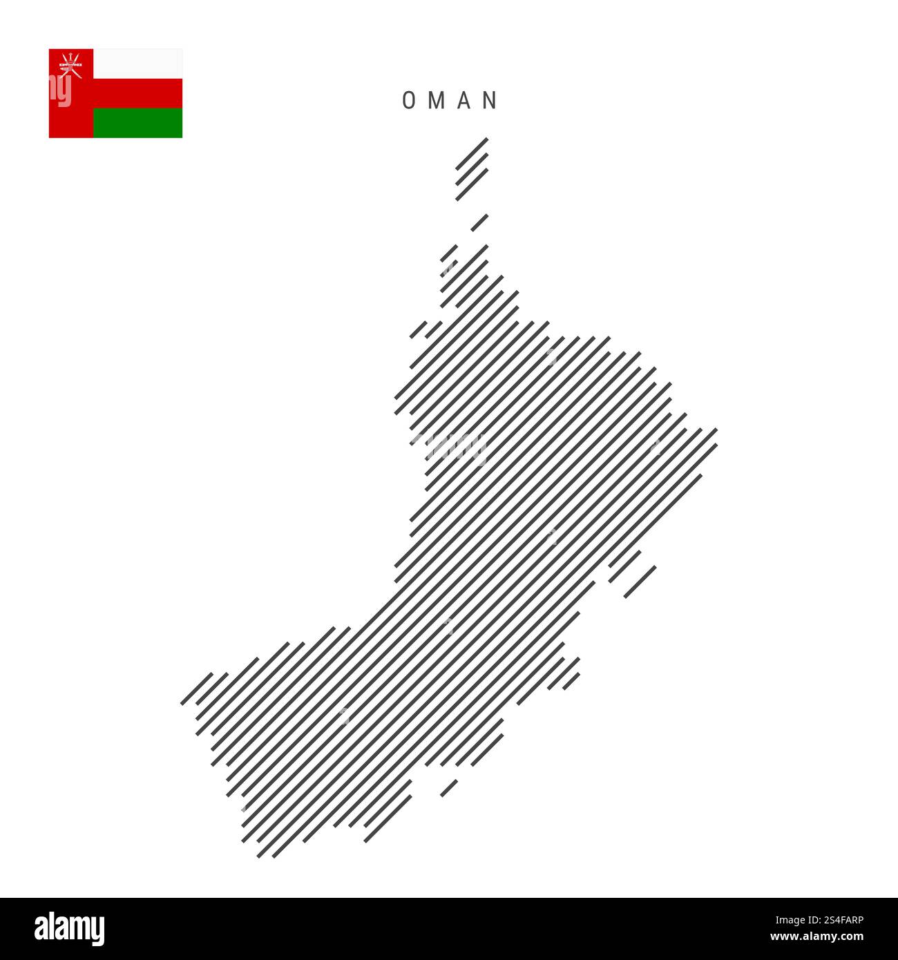 Oman map from pattern of black slanted parallel lines. Omani map with ...