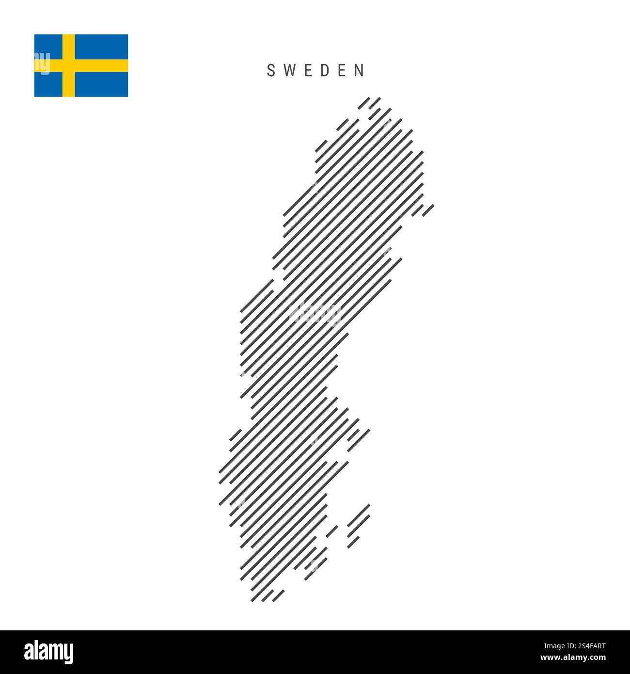 Sweden map from pattern of black slanted parallel lines. Swedish map ...