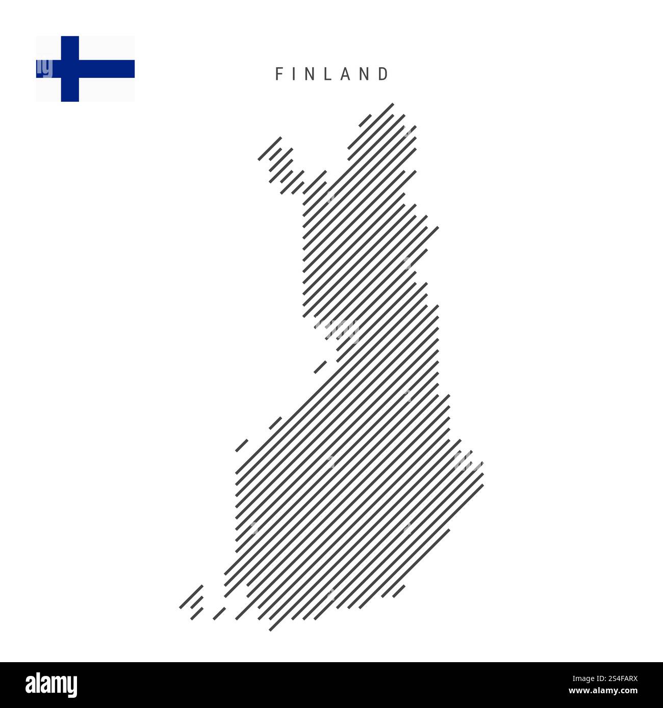 Finland map from pattern of black slanted parallel lines. Finnish map ...