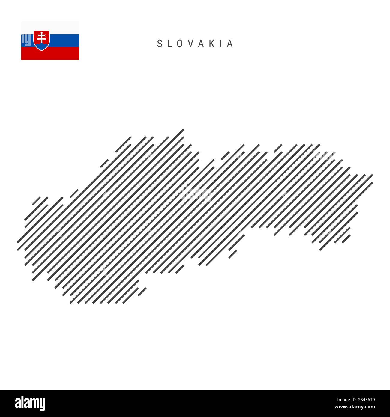 Slovakia map from pattern of black slanted parallel lines. Slovak map ...