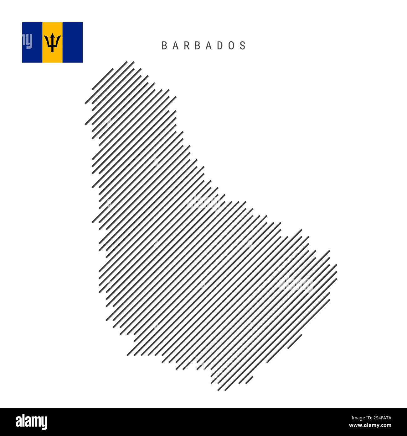 Barbados map from pattern of black slanted parallel lines. Barbadian ...