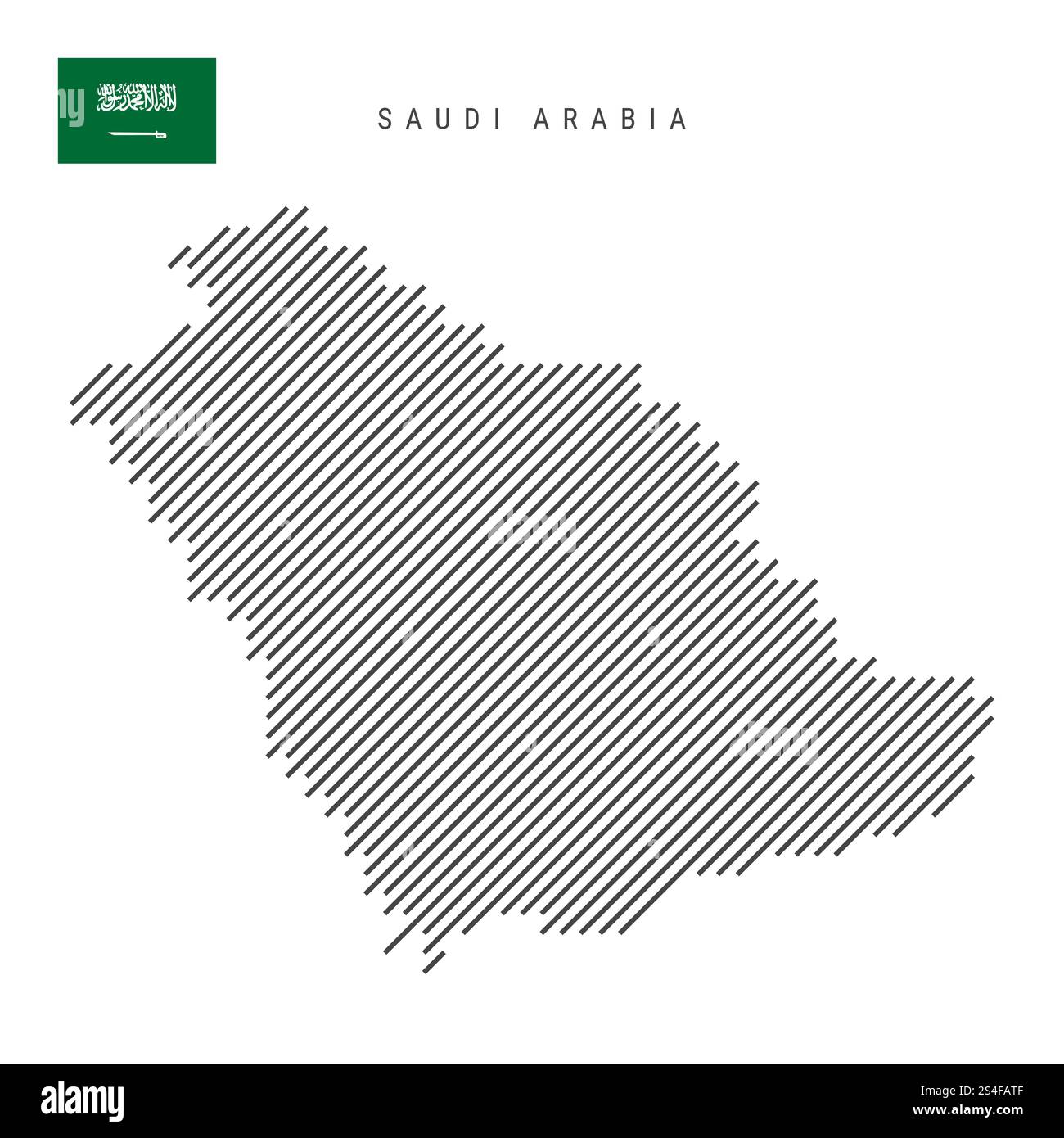 Saudi Arabia map from pattern of black slanted parallel lines. Saudi ...