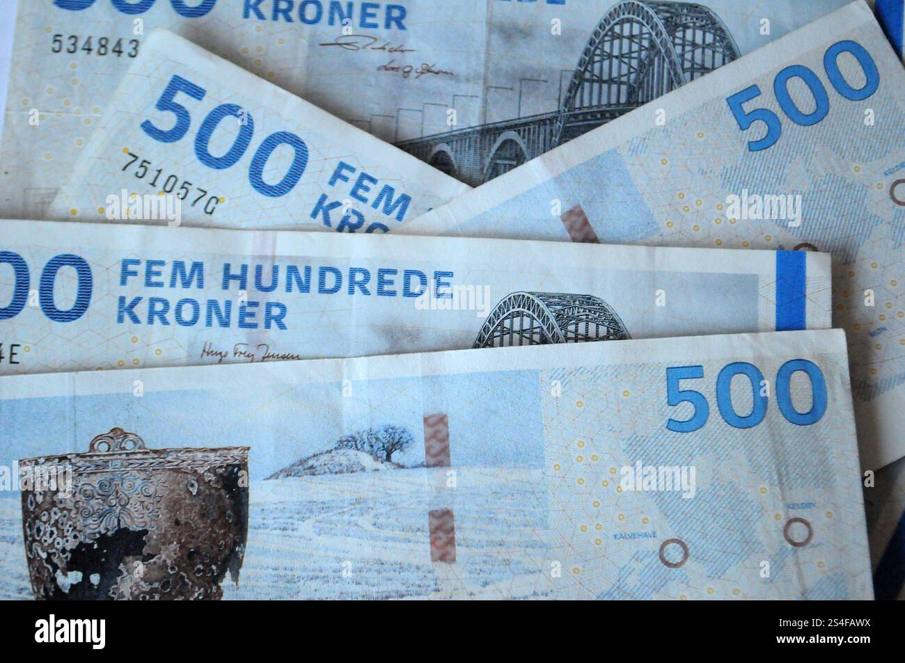 Copenhagen/ Denmark/12 JANUARY 2025/Danish kroner notes or bills and ...