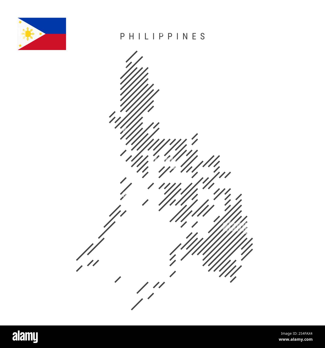 Philippines map from pattern of black slanted parallel lines ...