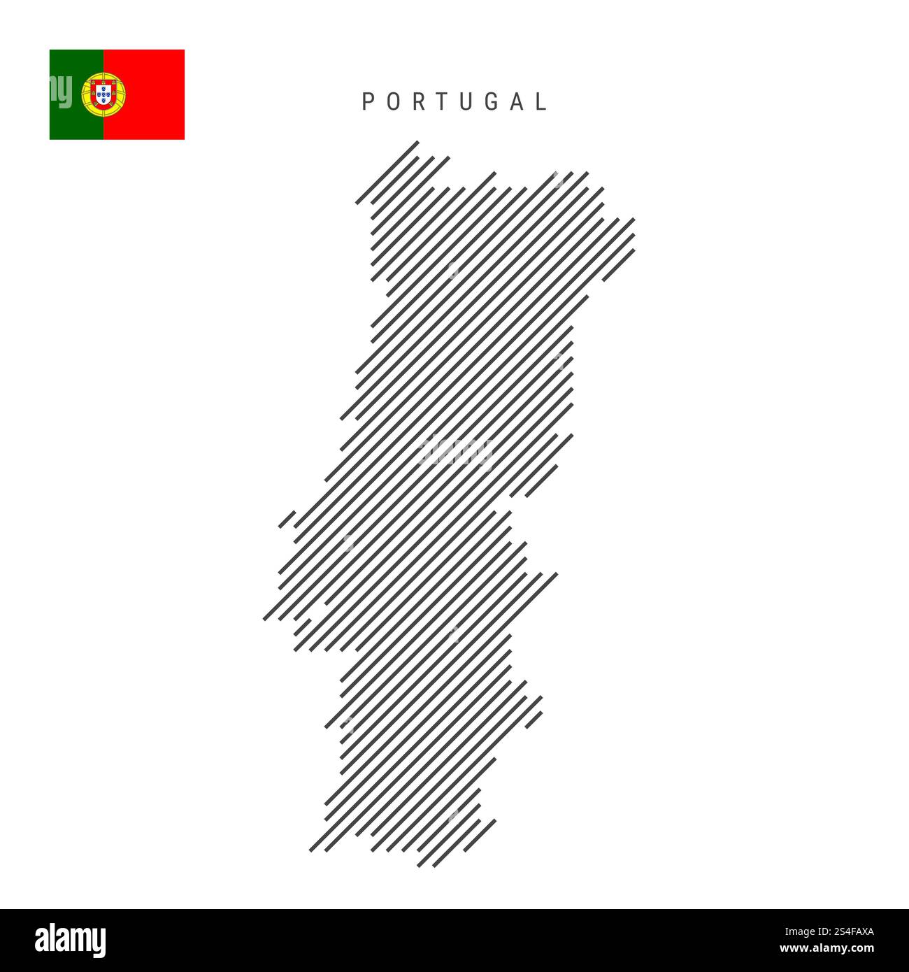 Portugal map from pattern of black slanted parallel lines. Portuguese ...