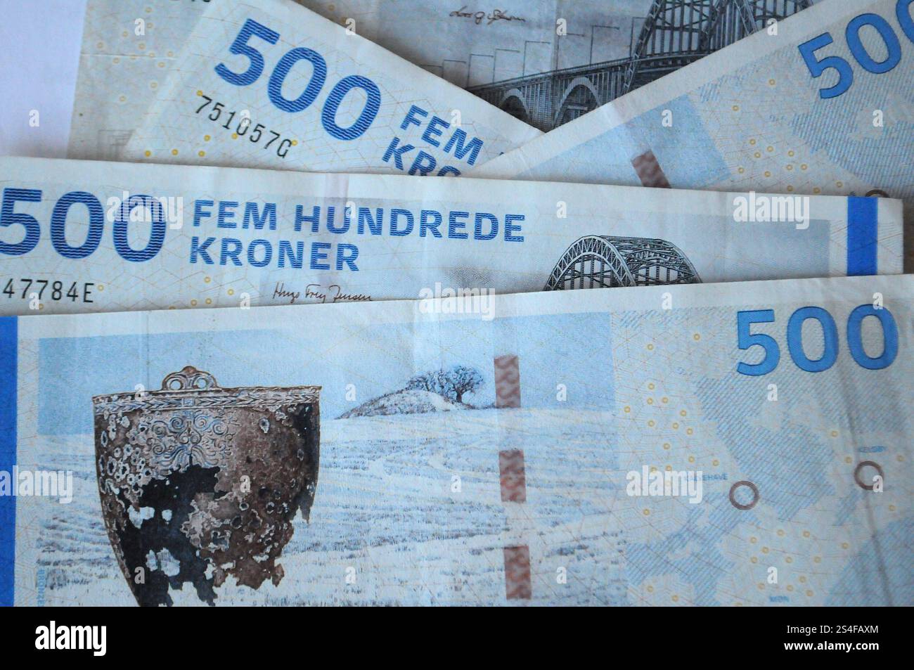 Copenhagen/ Denmark/12 JANUARY 2025/Danish kroner notes or bills and ...