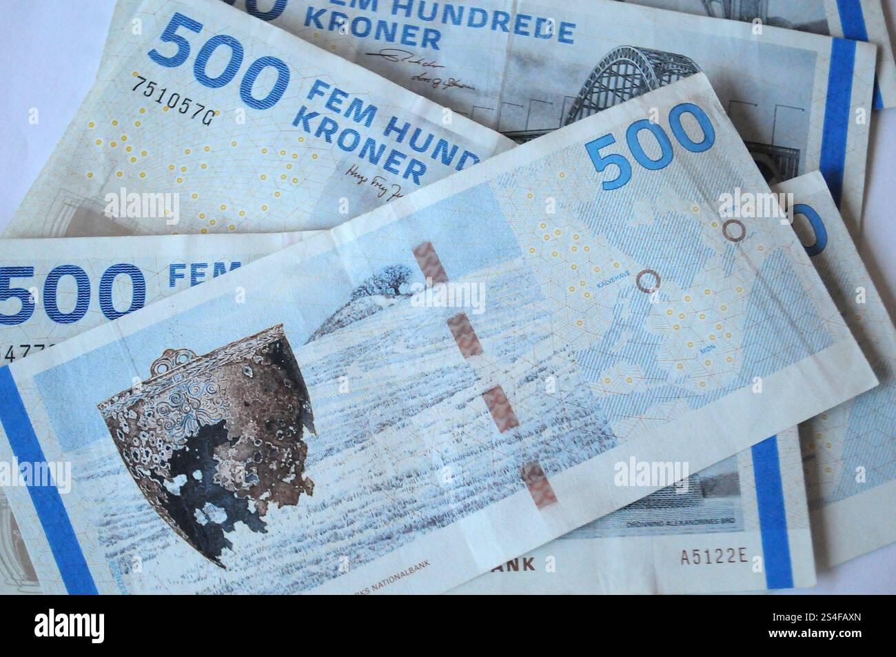 Copenhagen/ Denmark/12 JANUARY 2025/Danish kroner notes or bills and ...