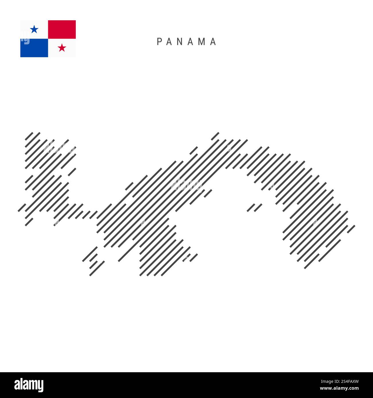 Panama map from pattern of black slanted parallel lines. Panamanian map ...