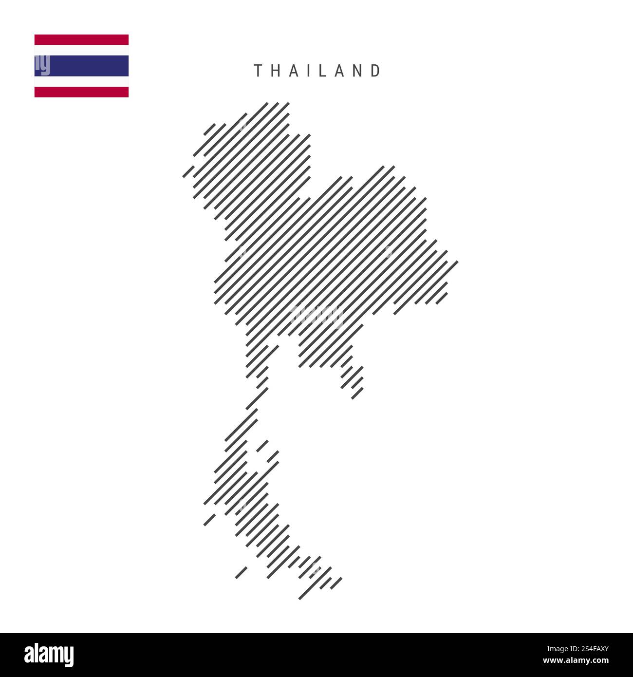 Thailand map from pattern of black slanted parallel lines. Thai map ...
