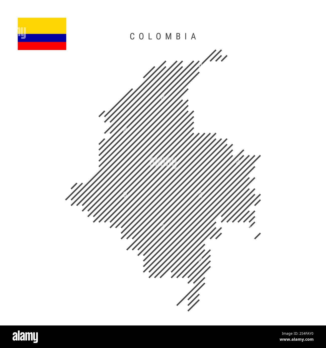 Colombia map from pattern of black slanted parallel lines. Colombian ...
