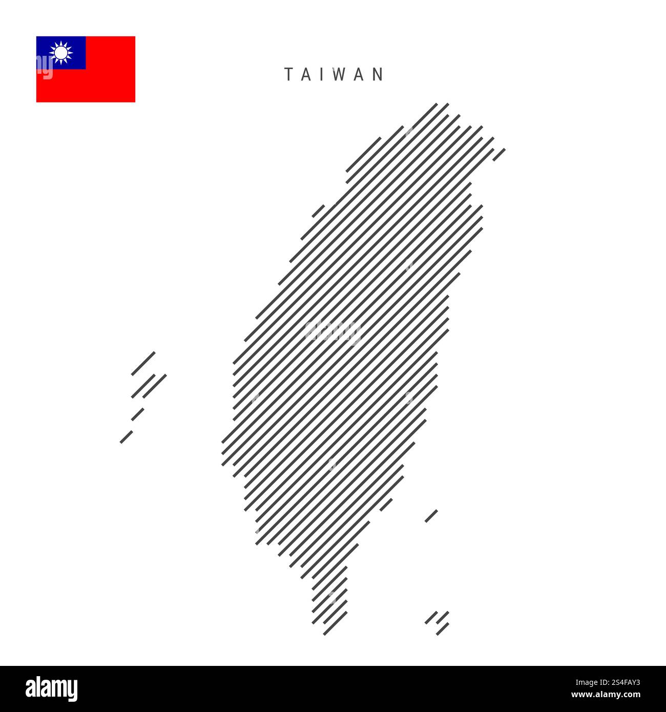 Taiwan map from pattern of black slanted parallel lines. Taiwanese map ...