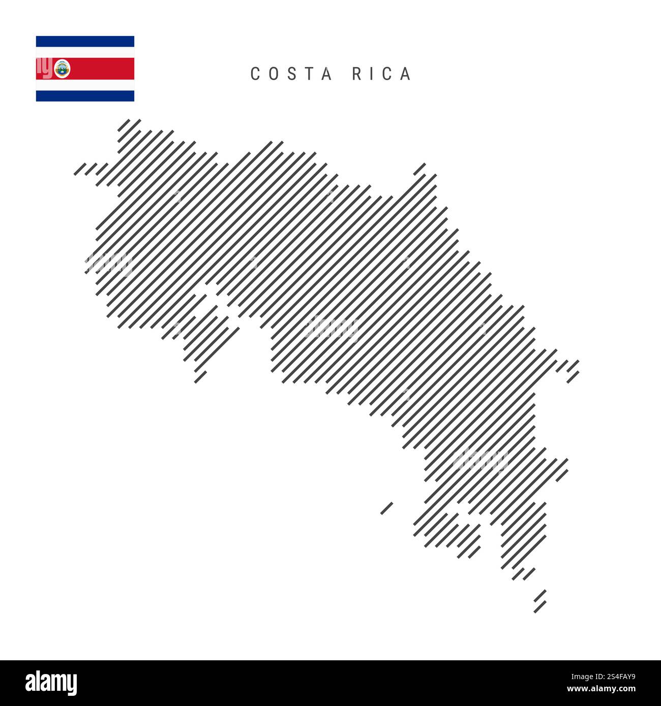 Costa Rica map from pattern of black slanted parallel lines. Costa ...