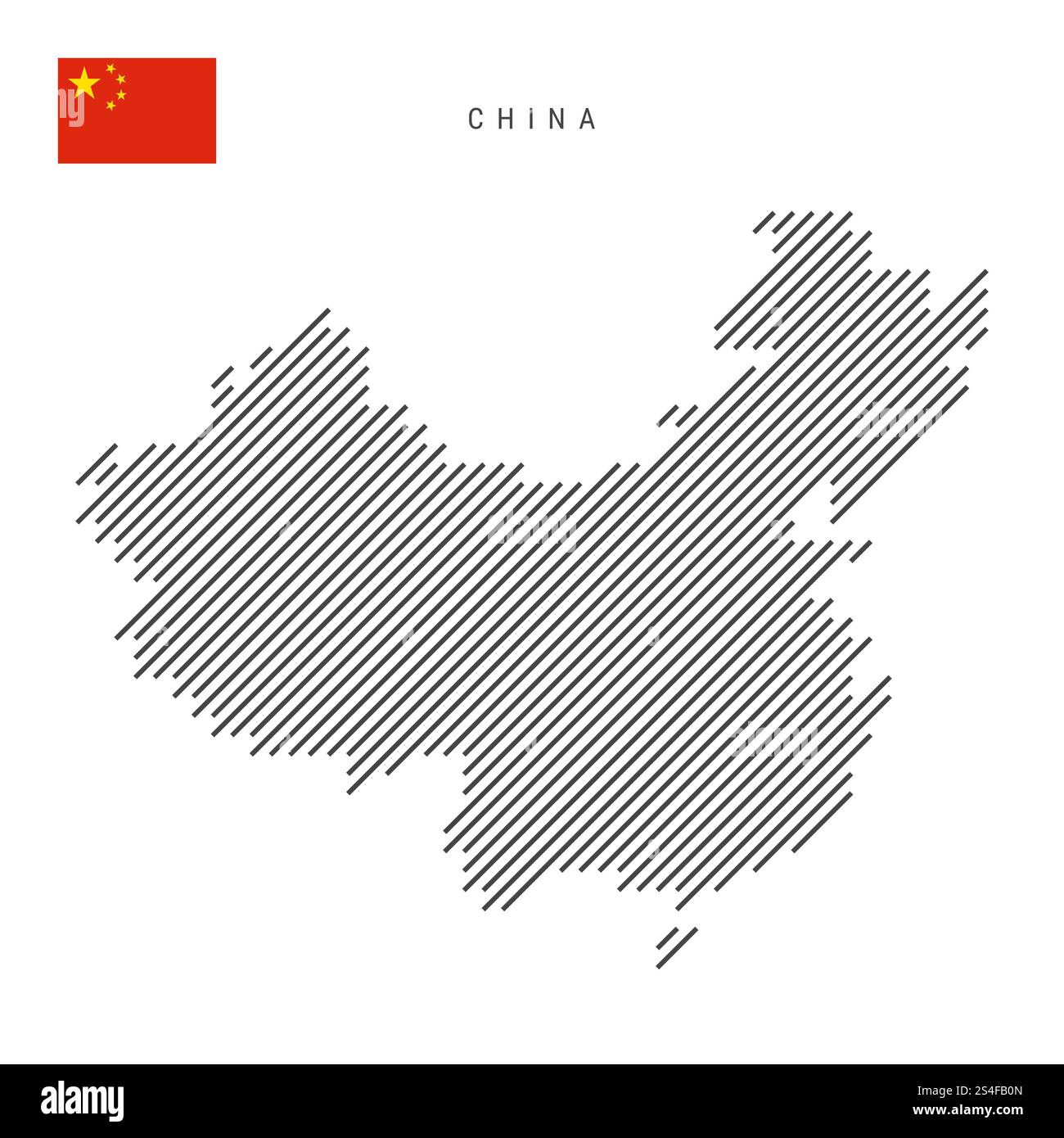 China map from pattern of black slanted parallel lines. Chinese map ...