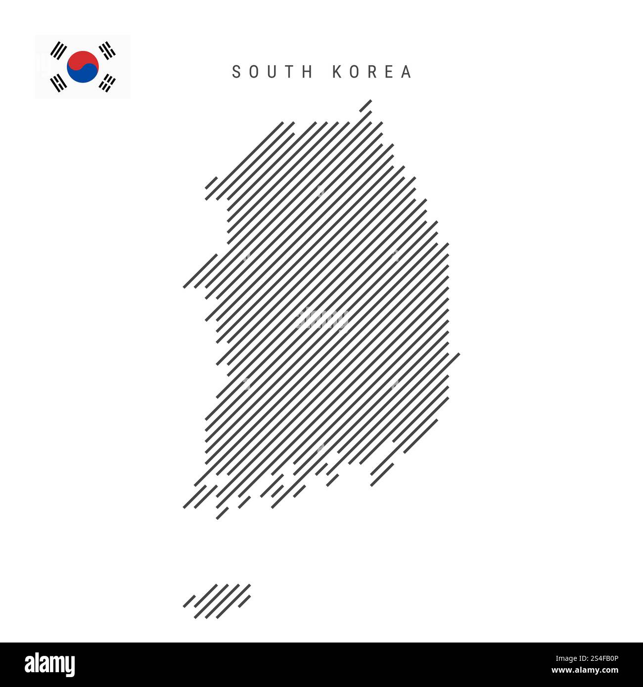 South Korea map from pattern of black slanted parallel lines. South ...