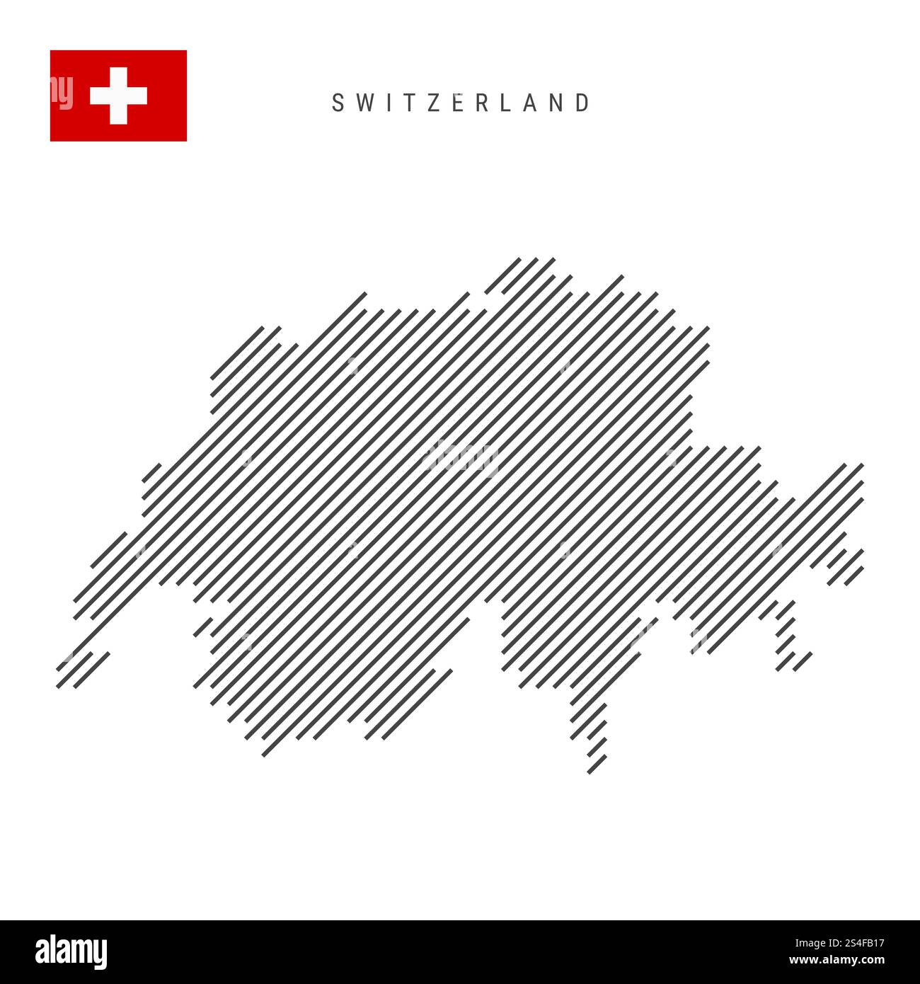 Switzerland map from pattern of black slanted parallel lines. Swiss map ...