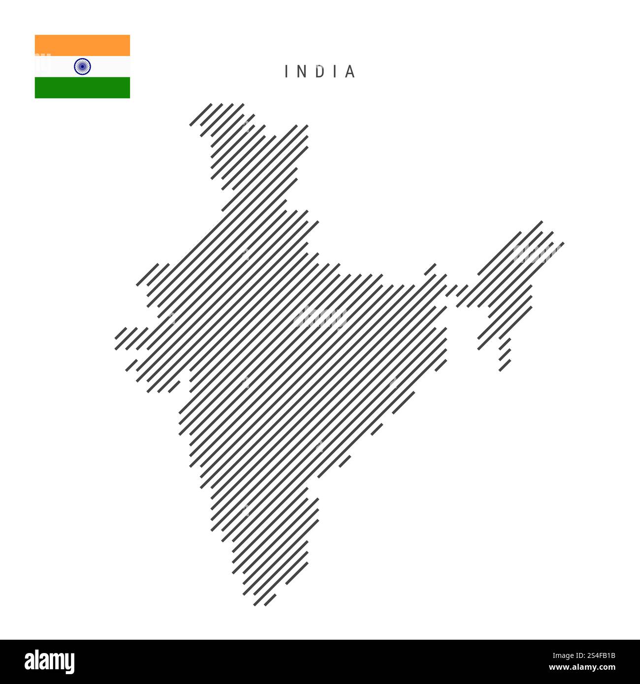 India map from pattern of black slanted parallel lines. Indian map with ...