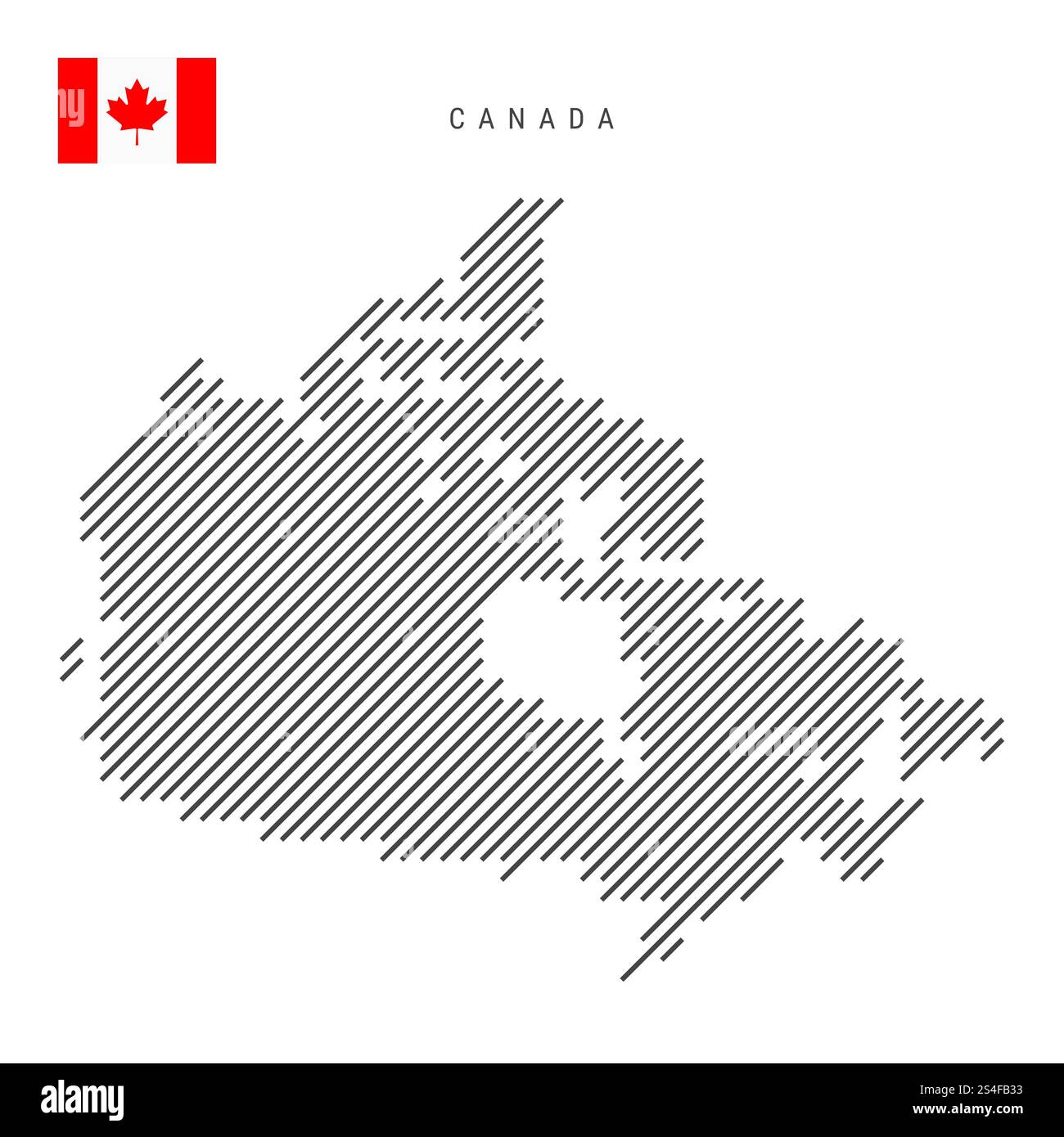 Canada map from pattern of black slanted parallel lines. Canadian map ...